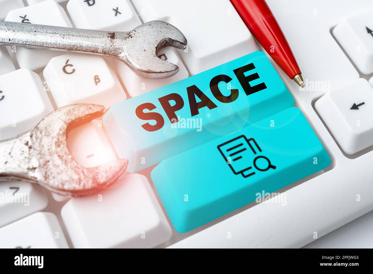 Hand writing sign Space. Internet Concept continuous area or expanse ...