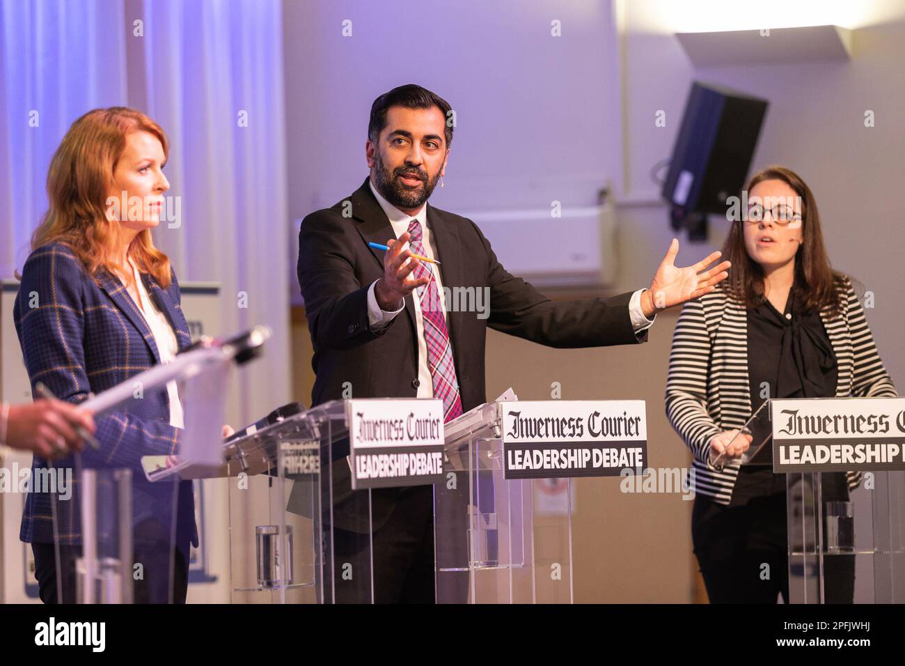 (left to right) SNP leadership candidates Ash Regan, Humza Yousaf and ...