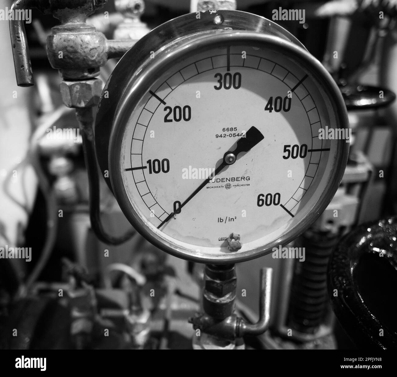 Pressure Dial on HMS Belfast Stock Photo - Alamy