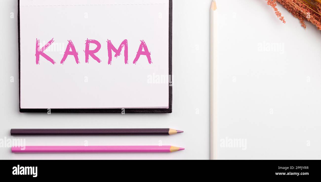 Conceptual display Karma. Word Written on sum of a person actions in ...
