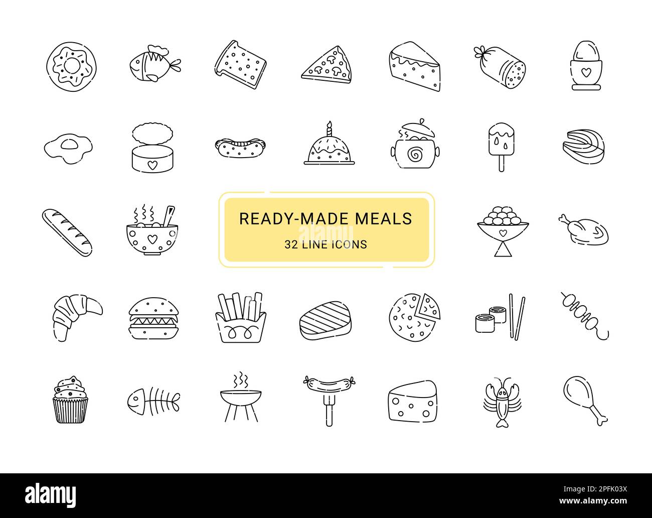 Ready made meals, 32 cute line vector icons Stock Vector Image & Art - Alamy