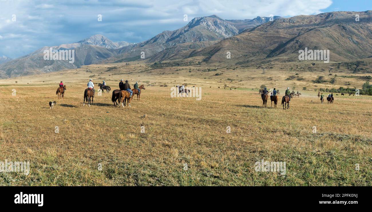 Traditional Kokpar or Buzkashi in the outskirts of Gabagly National ...