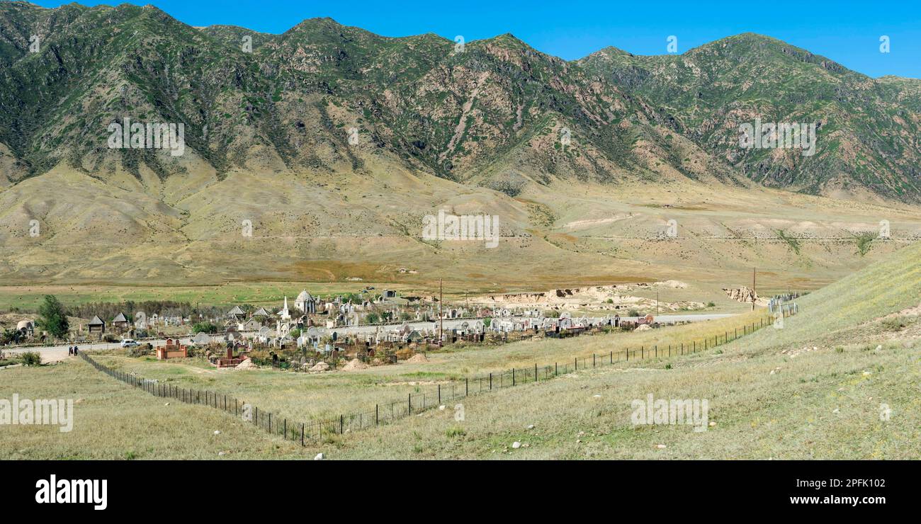 Muslim cemetery, Sati village, Tien Shan Mountains, Kazakhstan Stock ...