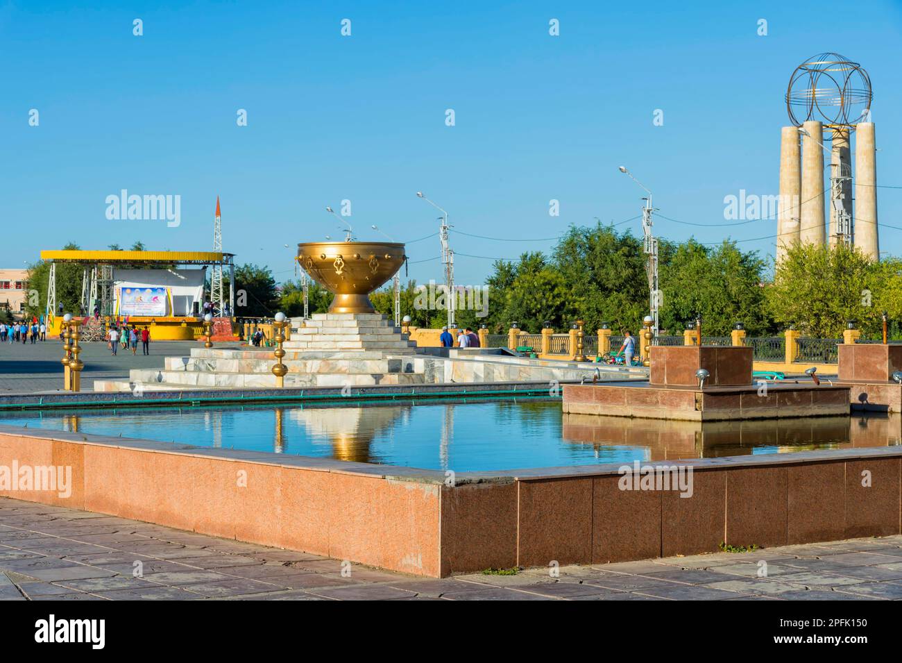Central Square and Fountain, Turkistan, Southern Region, Kazakhstan ...