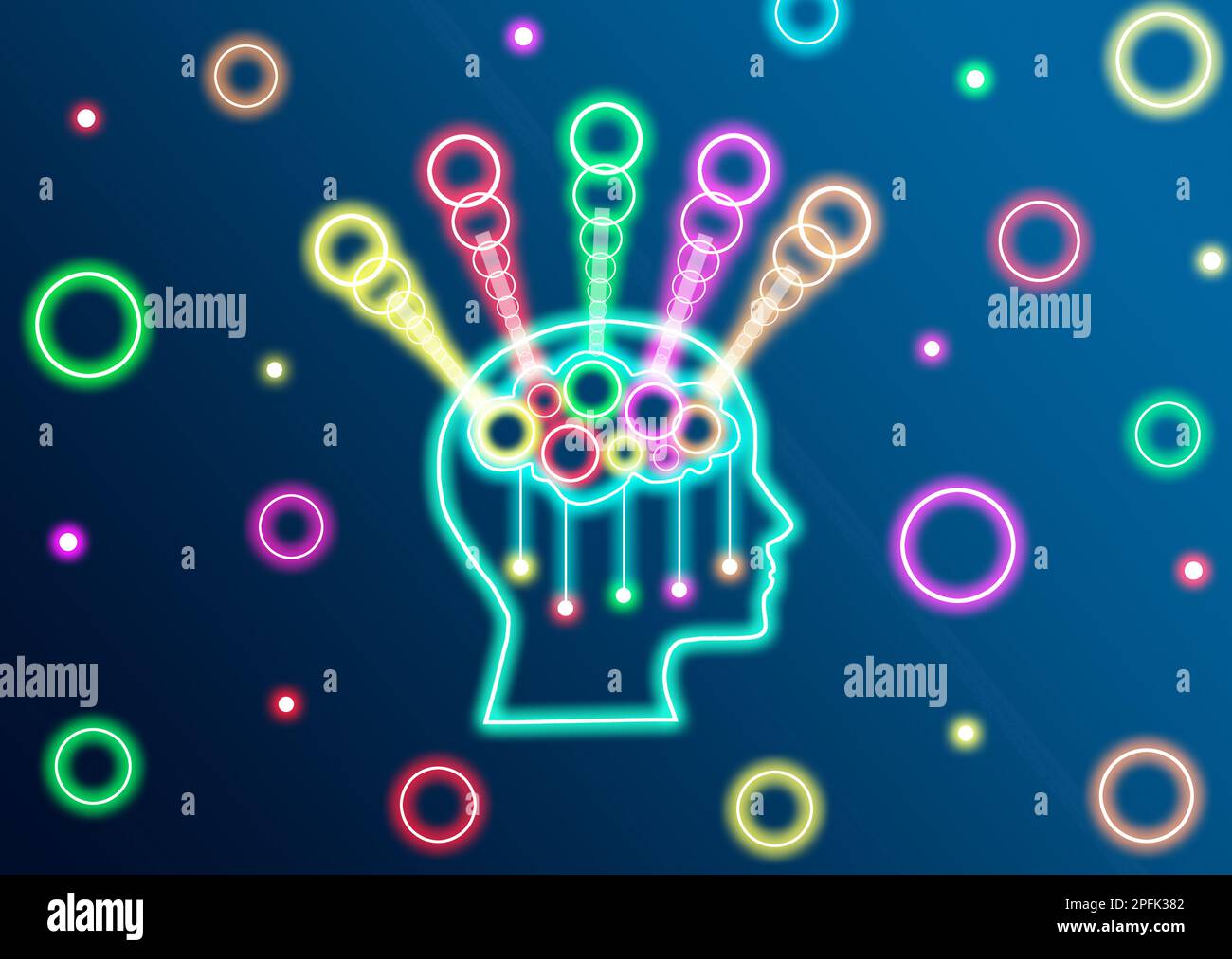 digital head with a cloud brain, upload information on the cloud, many ...