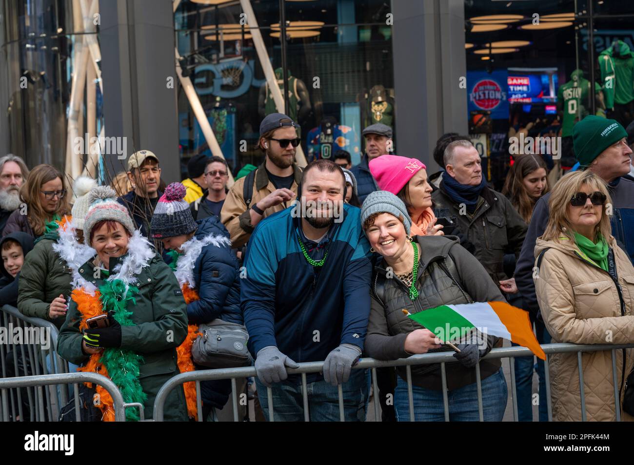 New York, USA. 17th Mar, 2023. Attendees overlook New York City's St ...