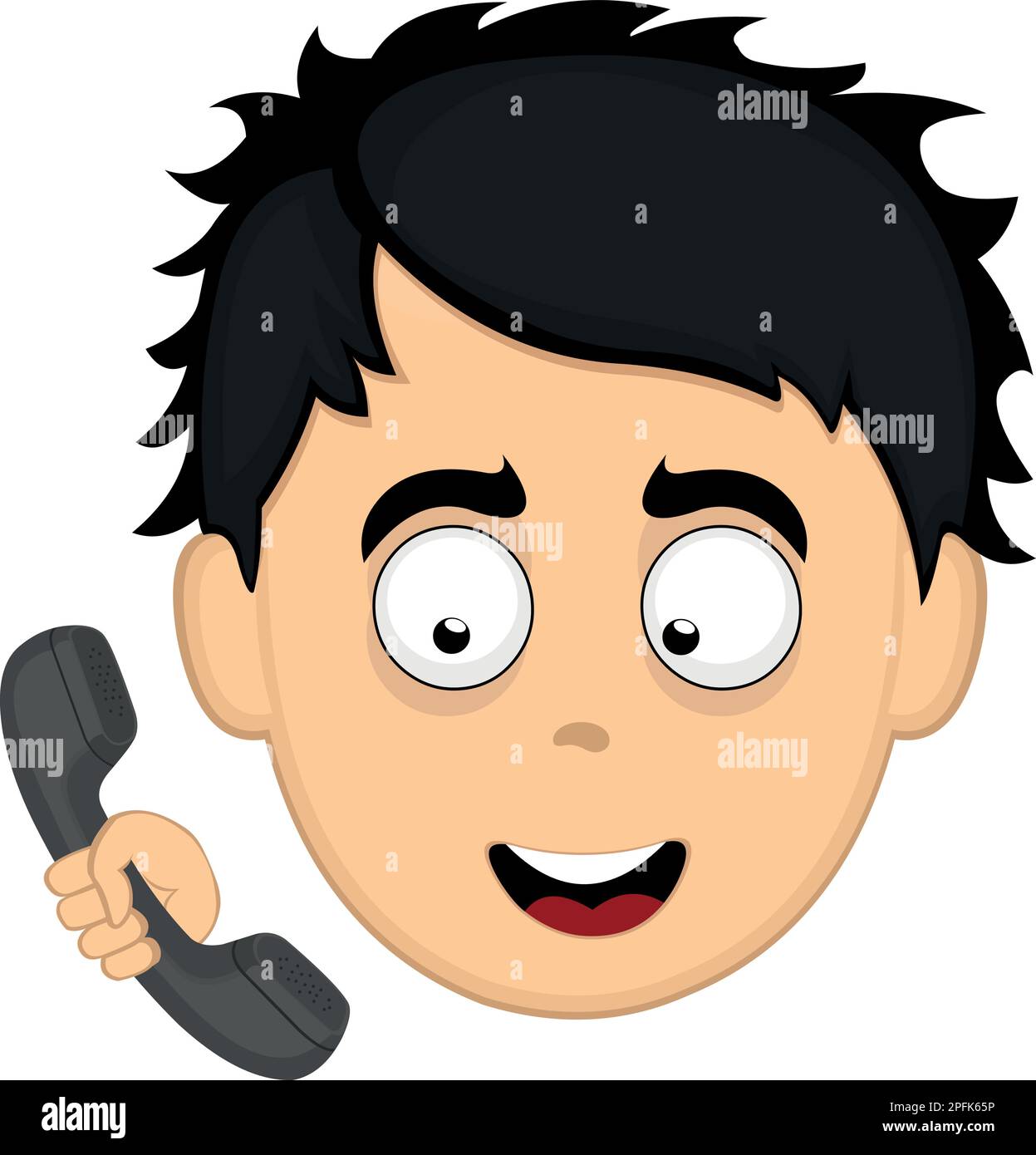 vector illustration face of a cartoon man talking on the phone Stock ...