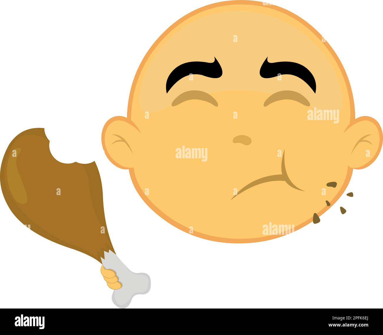 vector illustration emoticon of yellow cartoon character face eating a ...