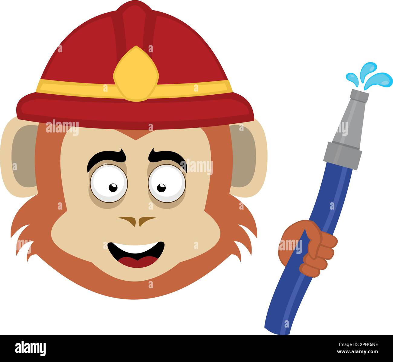vector illustration face of a cartoon monkey animal with a fireman ...