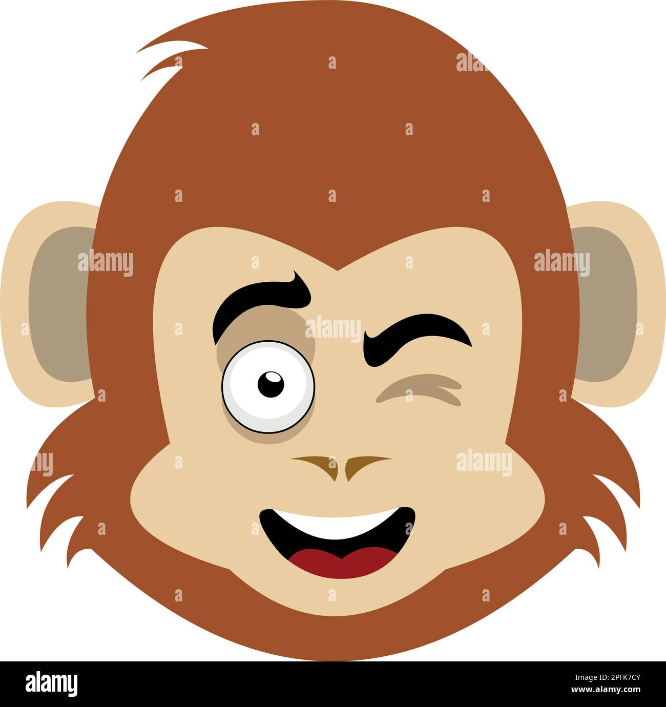 vector illustration face of monkey animal cartoon, winking and with his ...