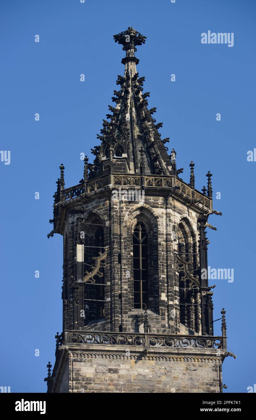 Church tower, Magdeburg Cathedral, Am Dom, Magdeburg, Saxony-Anhalt ...