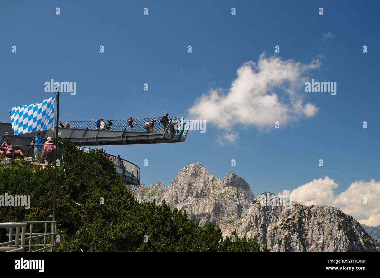 Bavaria, summer, Alpspitze, viewing platform, Alpspix, Bavarian flag ...