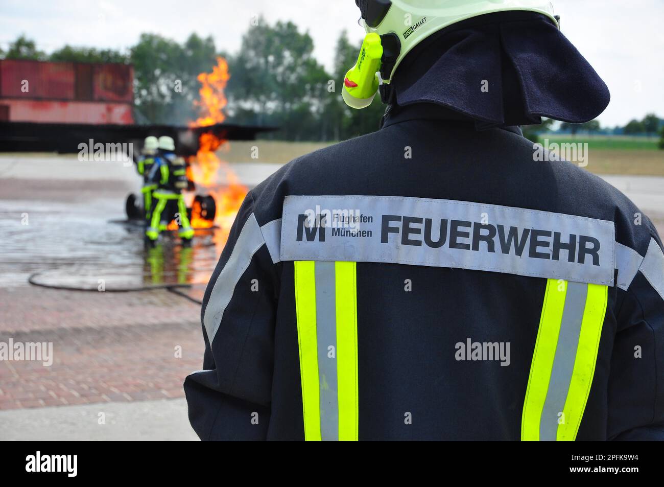 Training ground, fire fighting, fire brigade, dummy aircraft, airport ...