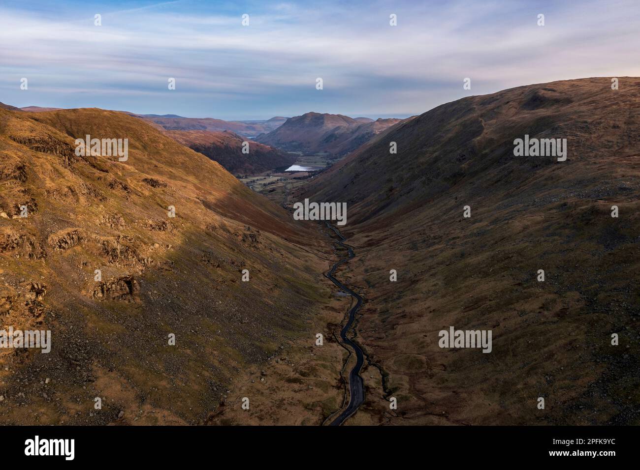 Aerial drone landscape image of sunrise Winter view from Red Screes in ...