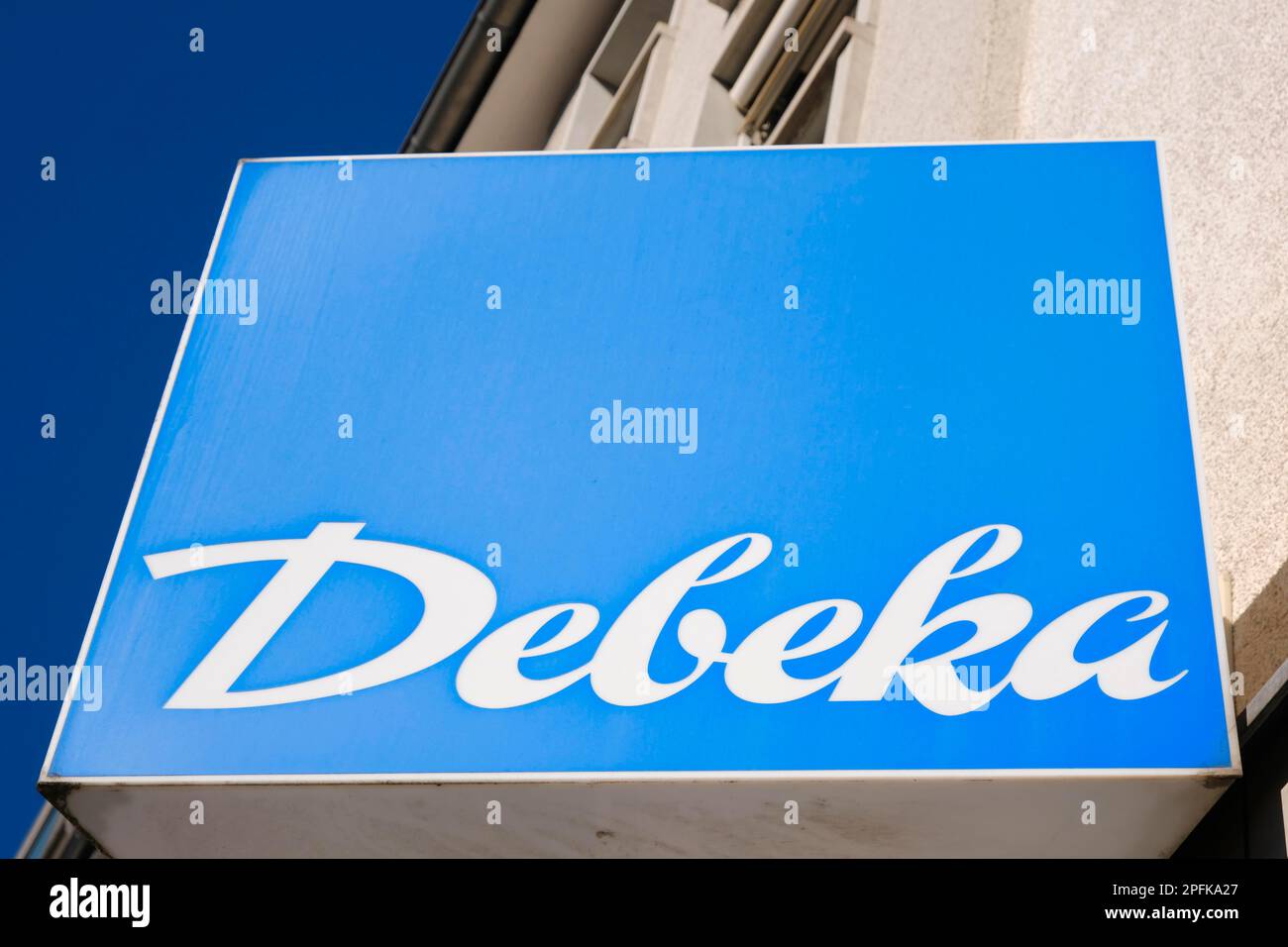Facade with logo and sign, Debeka, insurance group, health insurance ...