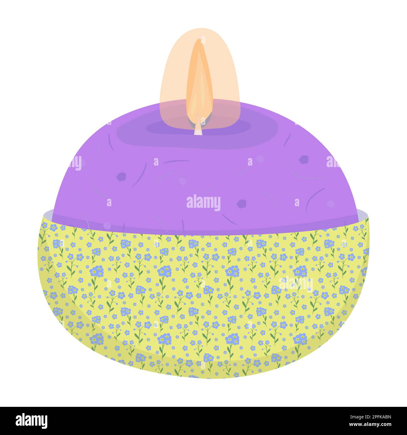 Violet candle in holder with forget-me-not pattern Stock Vector Image ...