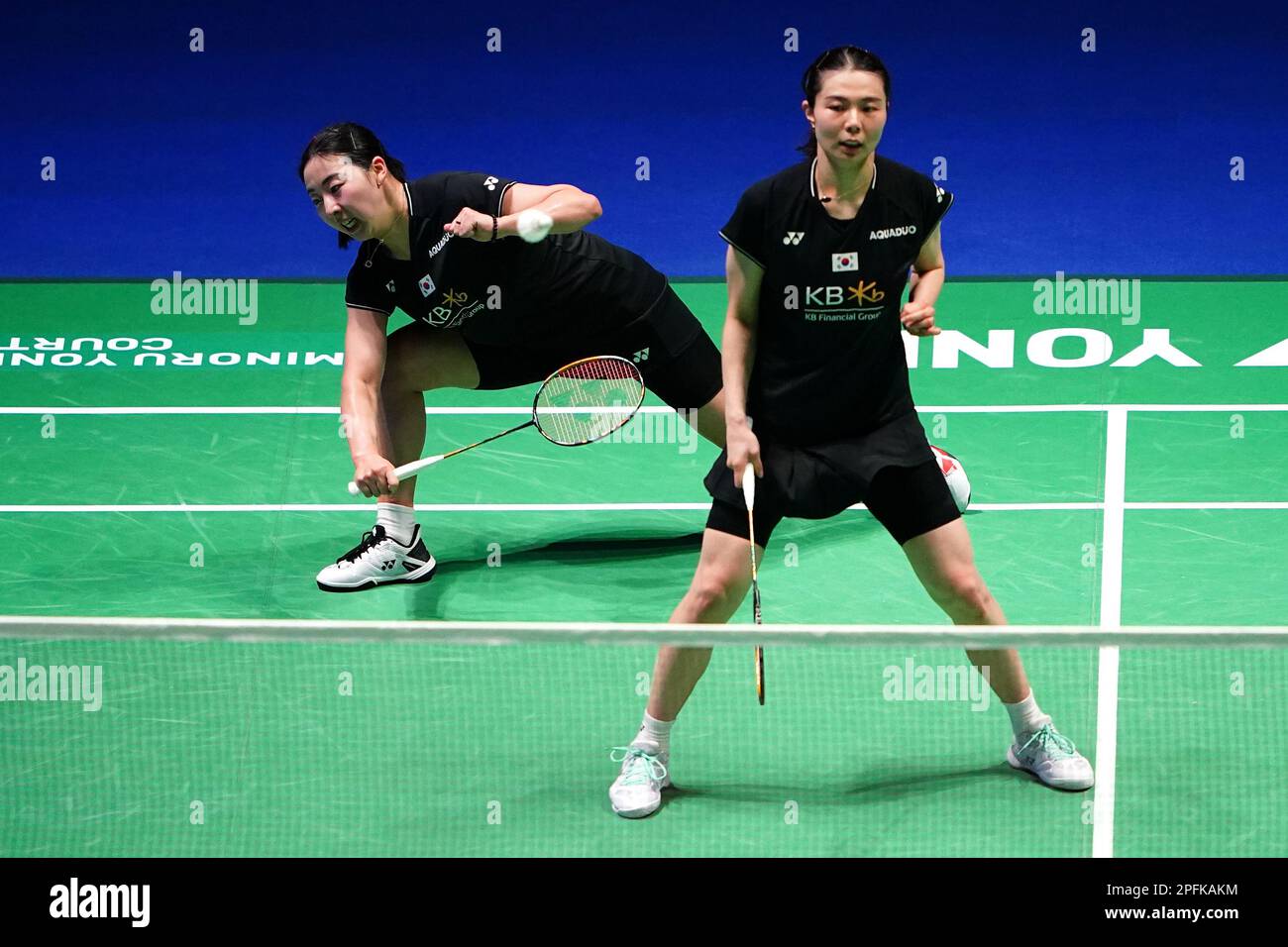 Korea's Kim So Yeong and Kong Hee Yong (left) in action against China's Chen Qing Chen and Jia ...