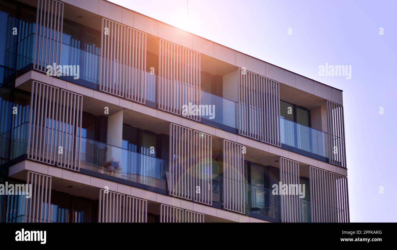 Modern constructed real estate located in downtown. Building with ...
