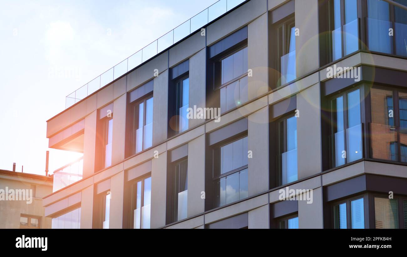 Modern constructed real estate located in downtown. Building with ...