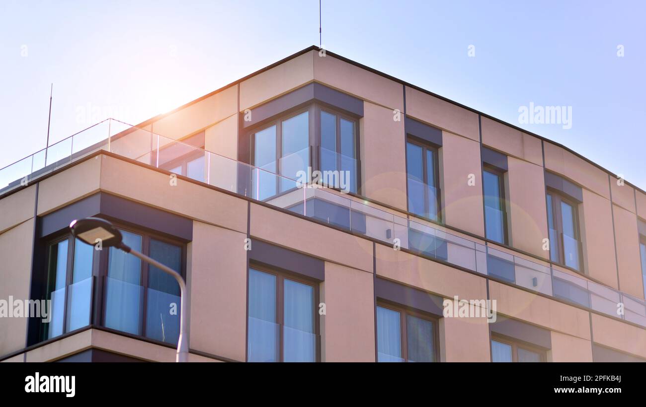 Modern constructed real estate located in downtown. Building with ...