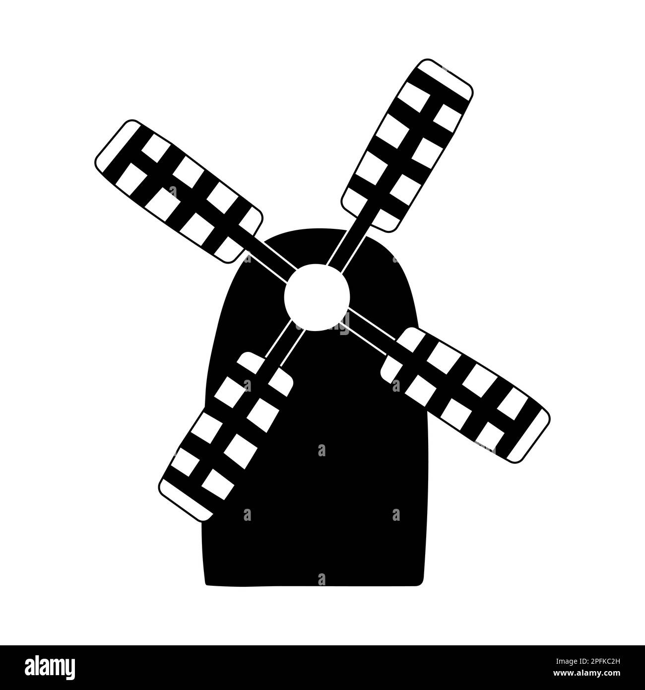 Simplified mill, black illustration on white background Stock Vector ...