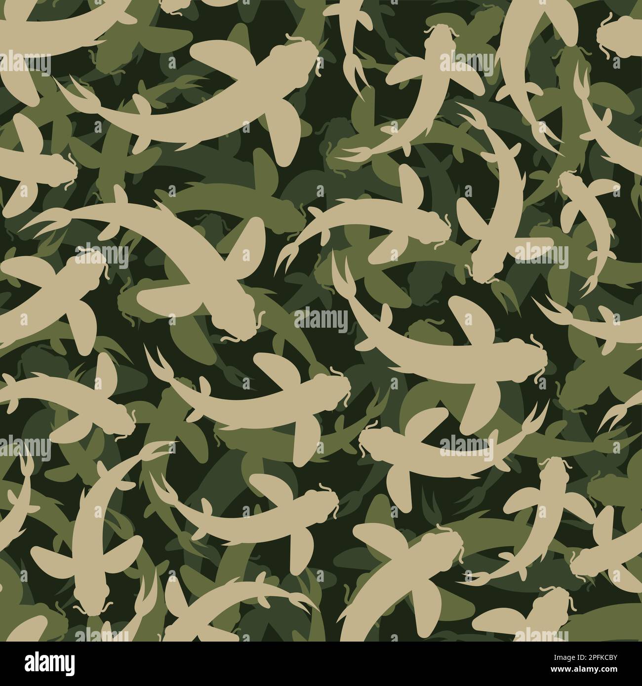 Chinese fish Military pattern seamless. Army Fishes background ...