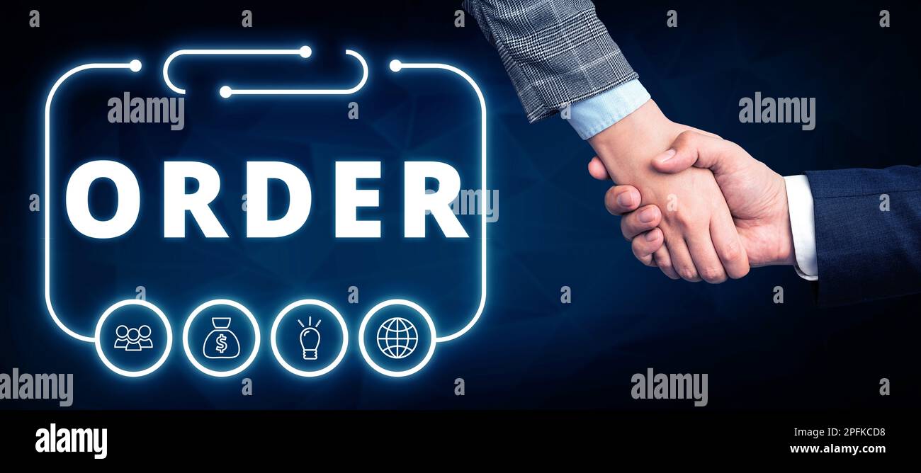 Text showing inspiration Order. Word Written on arrangement of people ...