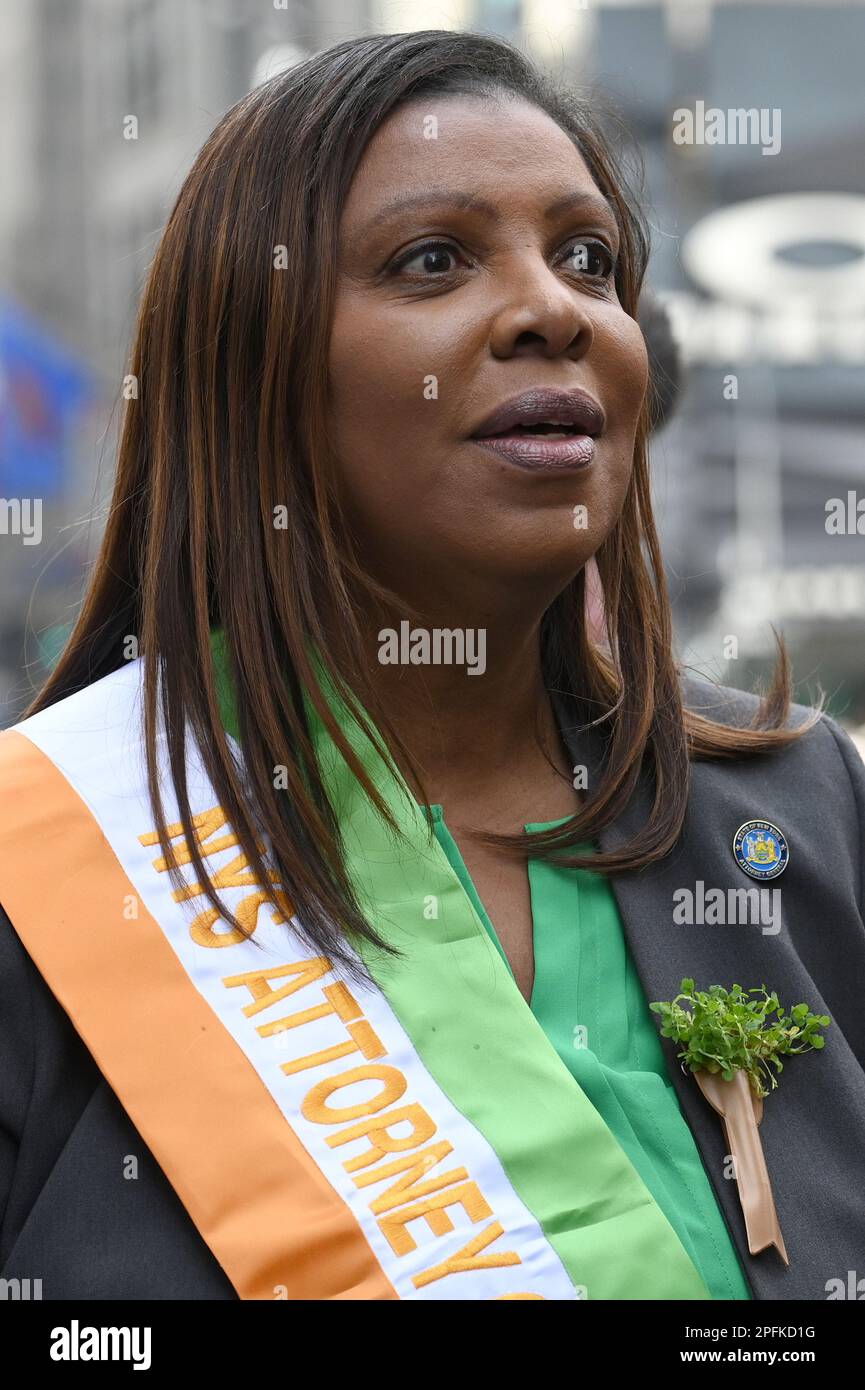 New York, USA. 17th Mar, 2023. New York State Attorney General Lititia ...