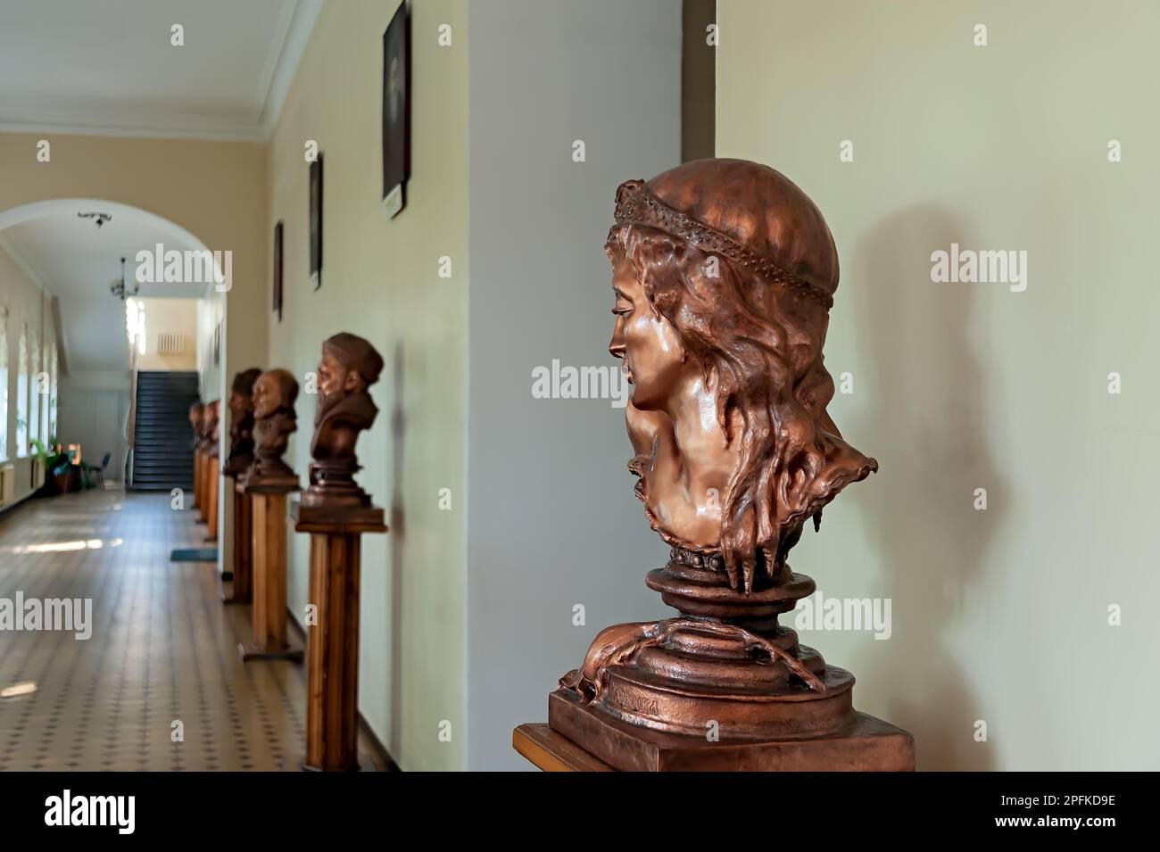 One of the busts decorating the hall of the National University Ostroh ...