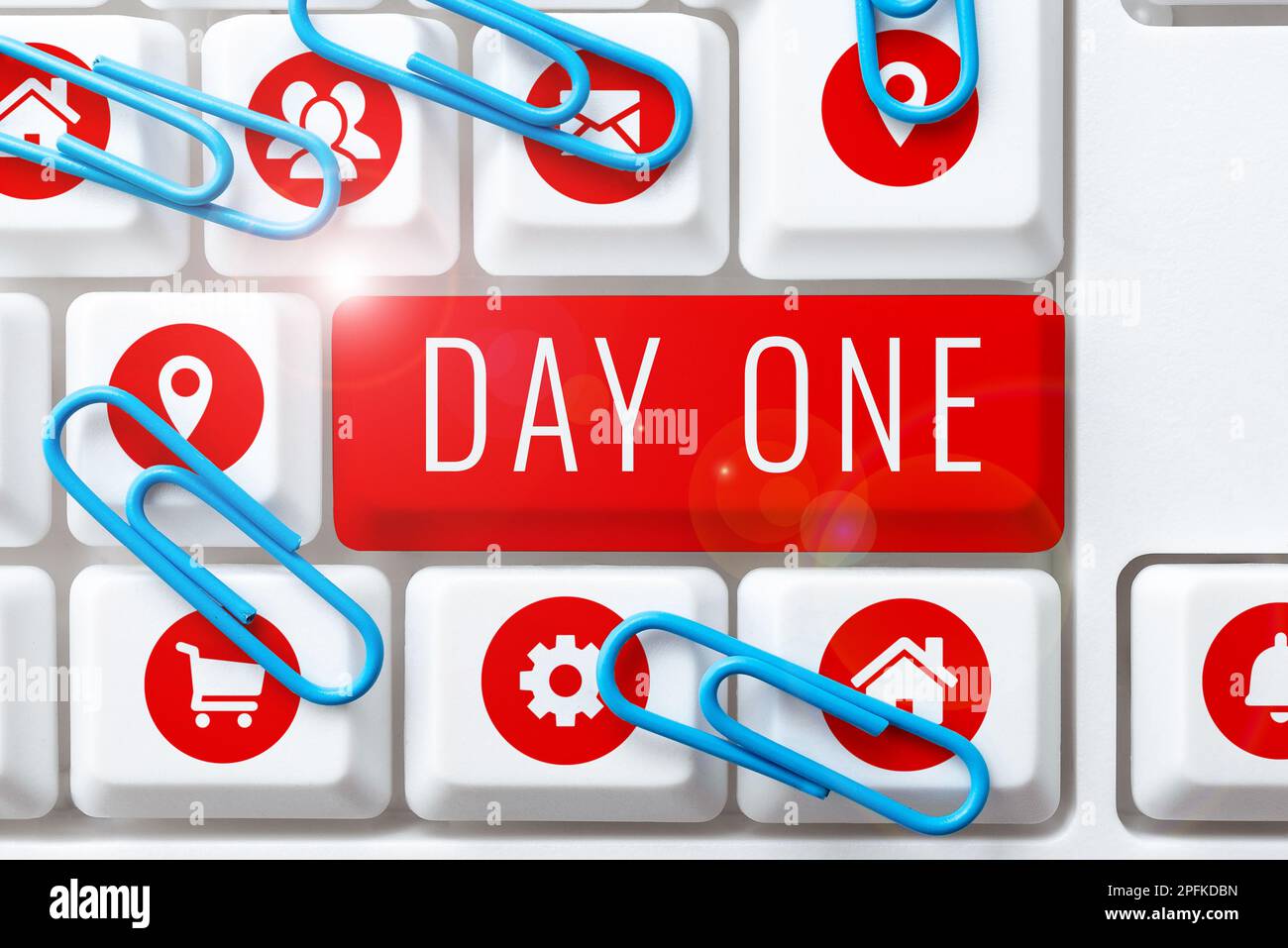 Conceptual caption Day One. Business overview Start moment First step ...