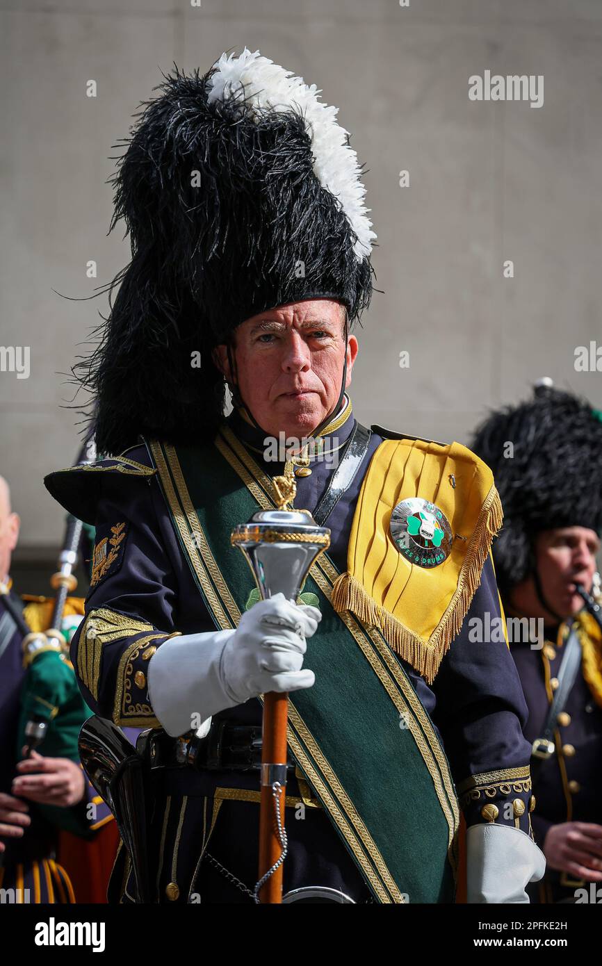 The NYPD Emerald Society Pipes & Drums rehearse before performing in ...