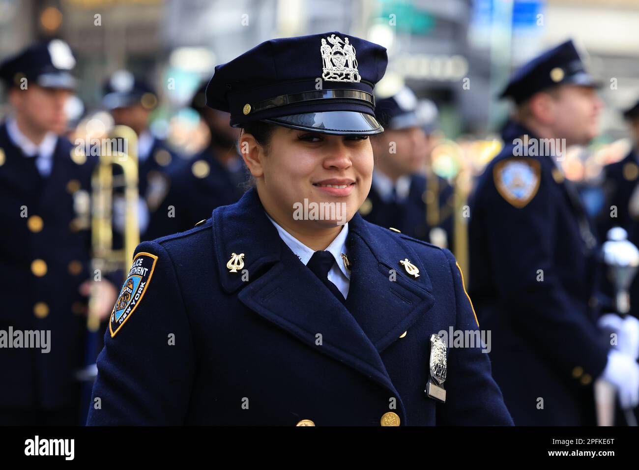 New York City Police Department Marching Band performs during the St ...