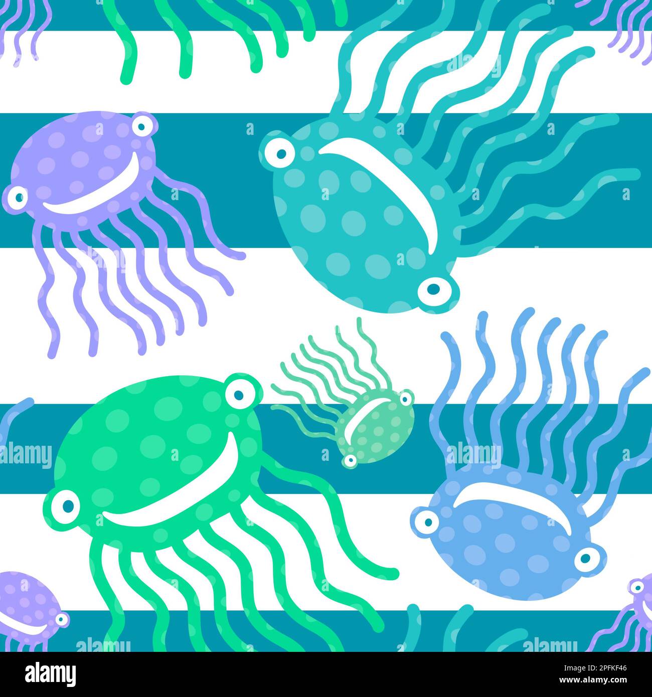 Cartoon ocean animals seamless octopus pattern for wrapping paper and ...