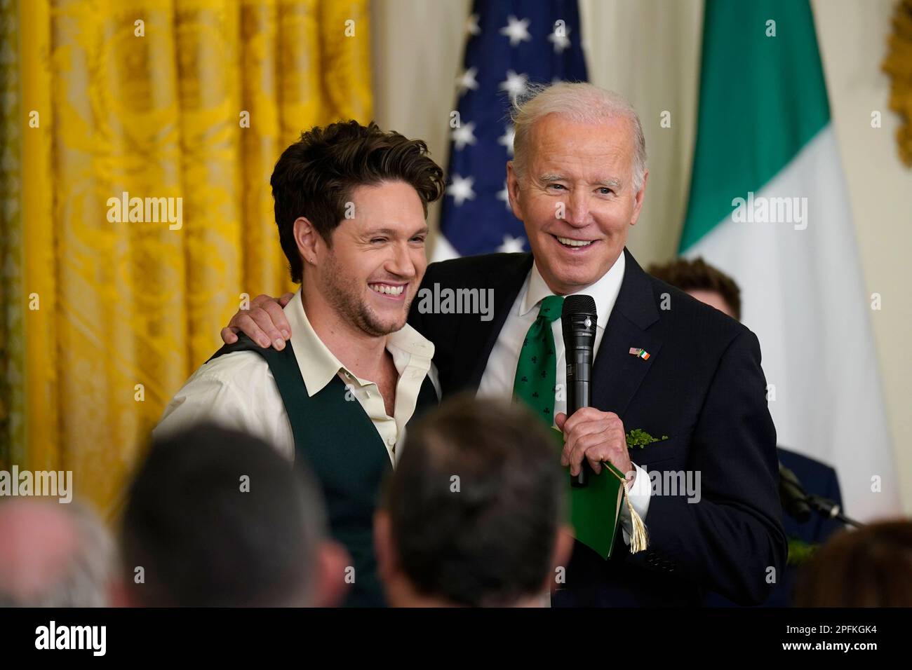 Niall Horan (left) with US President Joe Biden during a St Patrick's ...
