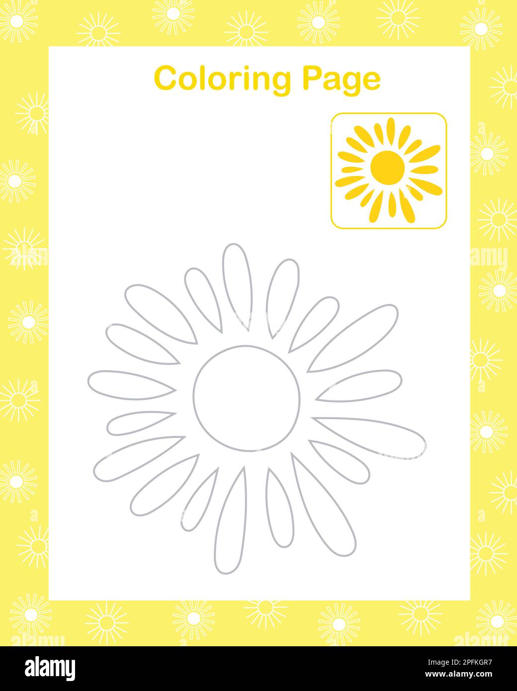 Sun simple outline cartoon coloring page vector illustration, nature ...