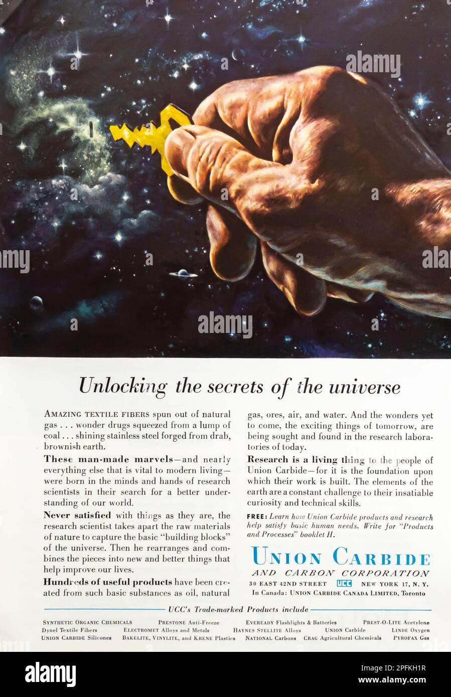 Union Carbide advert in a Natgeo magazine, October 1956 Stock Photo - Alamy