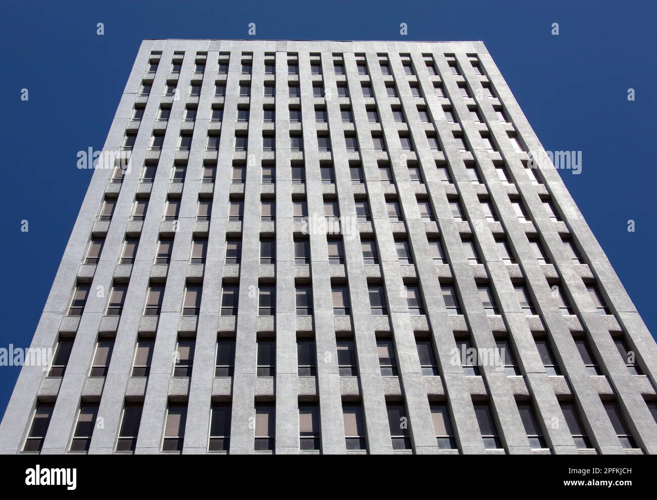 The abstract view of a tall building with narrow windows in Wellington ...