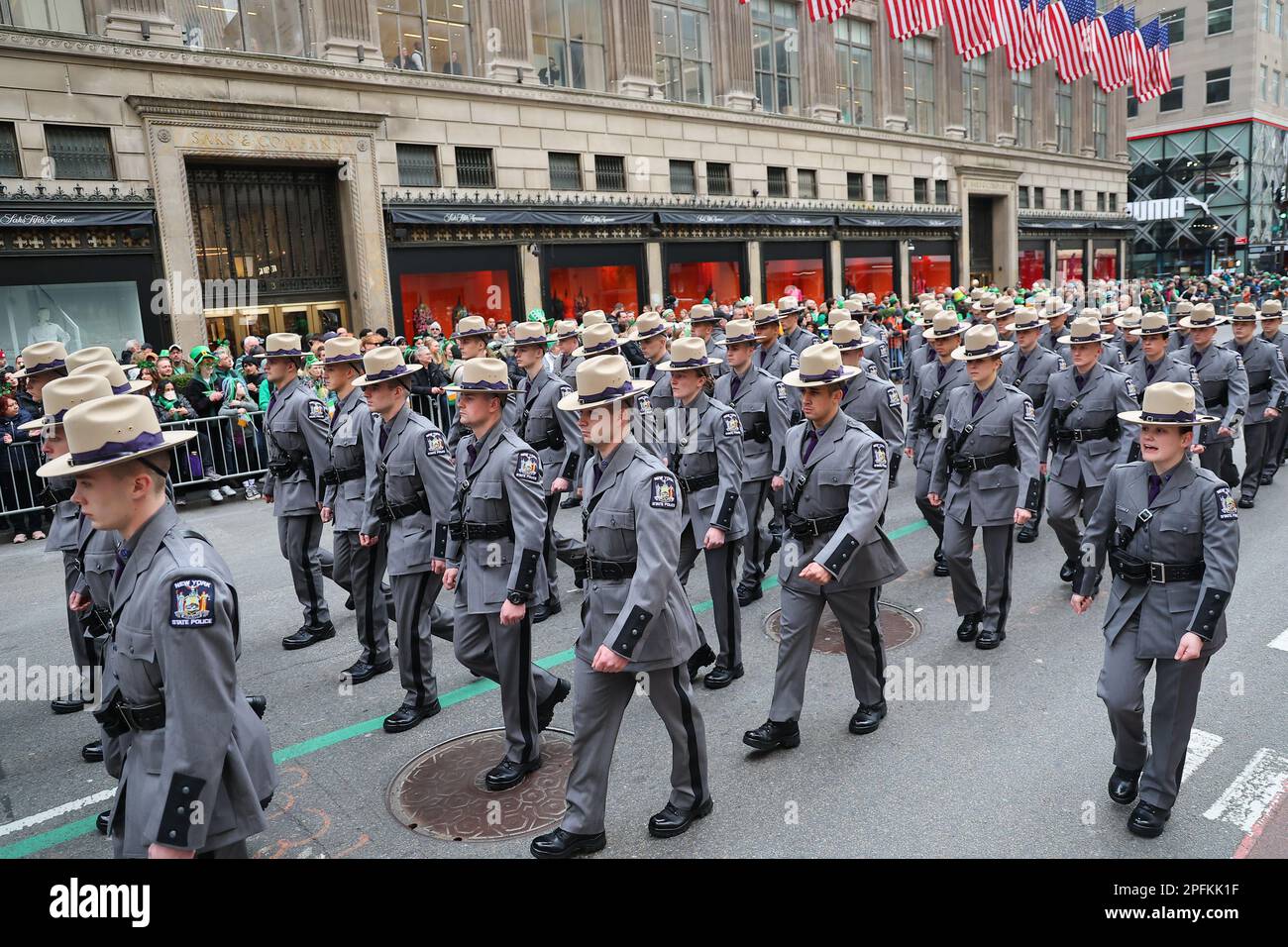 New York State Police march up Fifth Avenue during the St. Patrick's ...