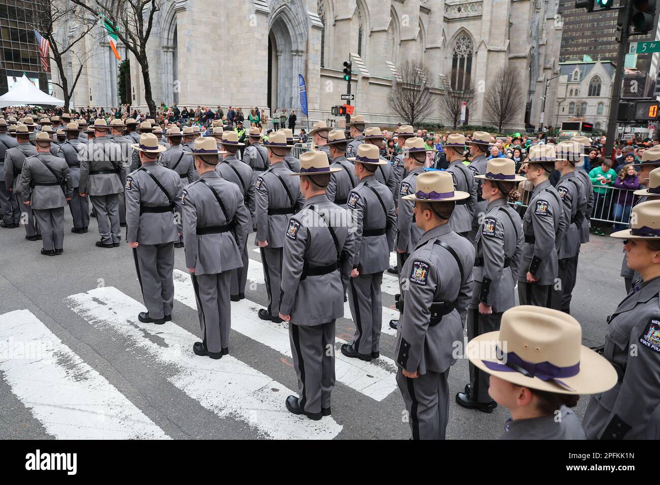 New York State Police march up Fifth Avenue during the St. Patrick's ...