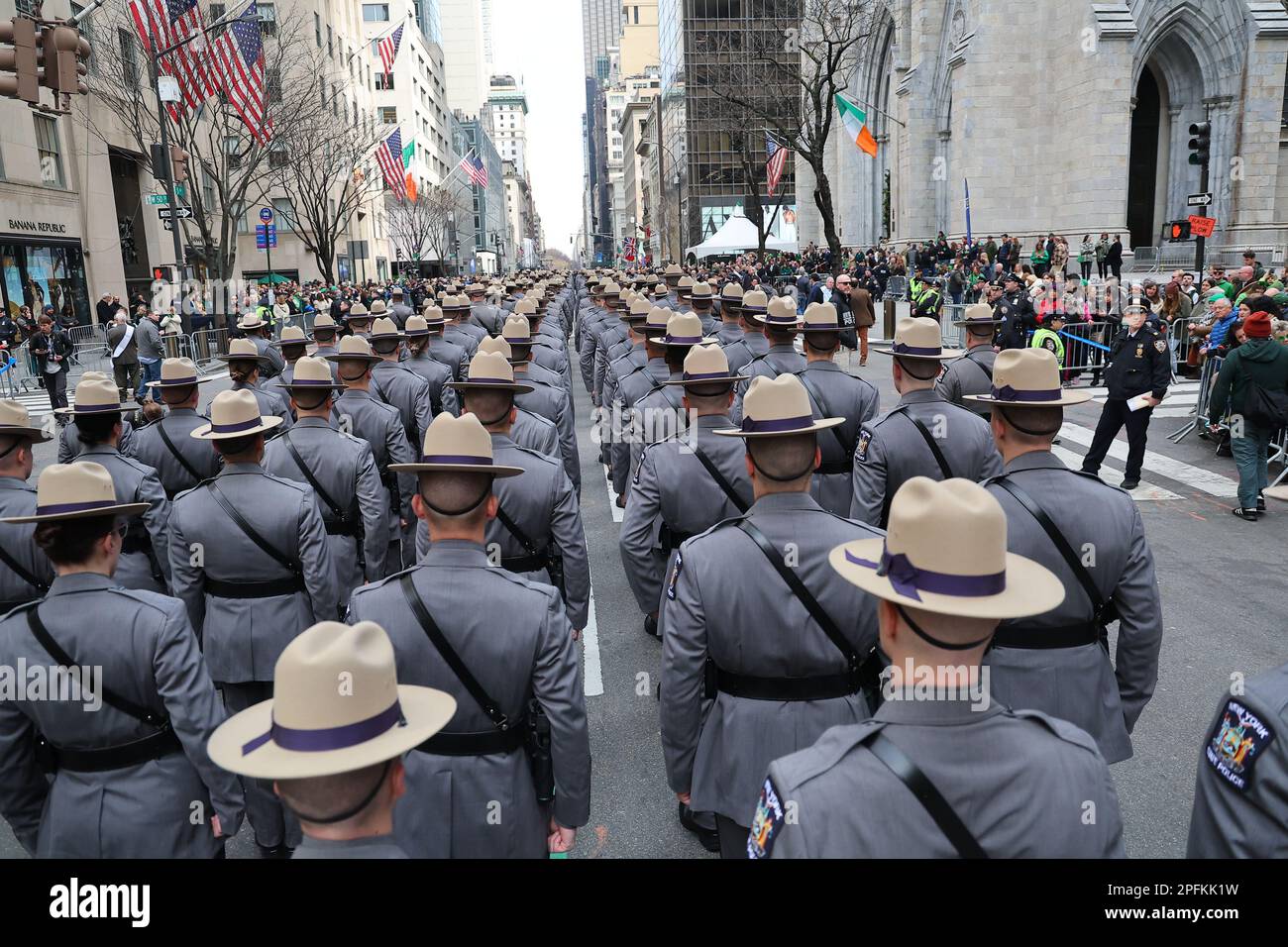 New York State Police march up Fifth Avenue during the St. Patrick's ...