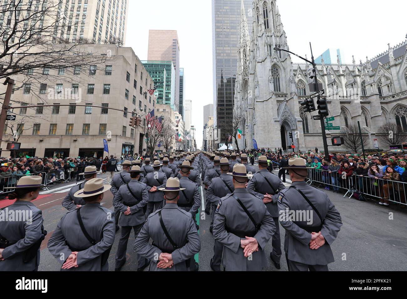 New York State Police march up Fifth Avenue during the St. Patrick's ...