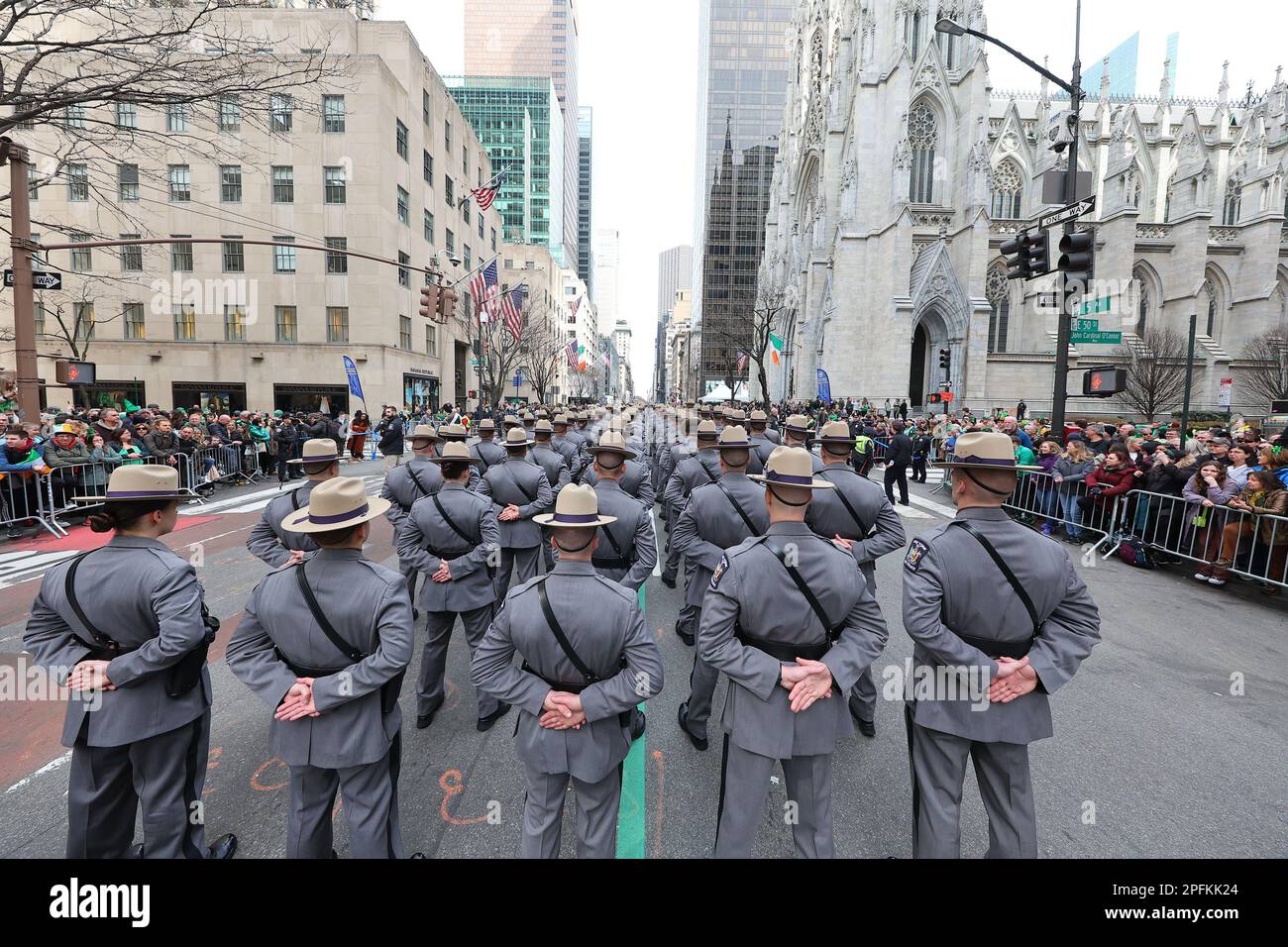 New York State Police march up Fifth Avenue during the St. Patrick's ...