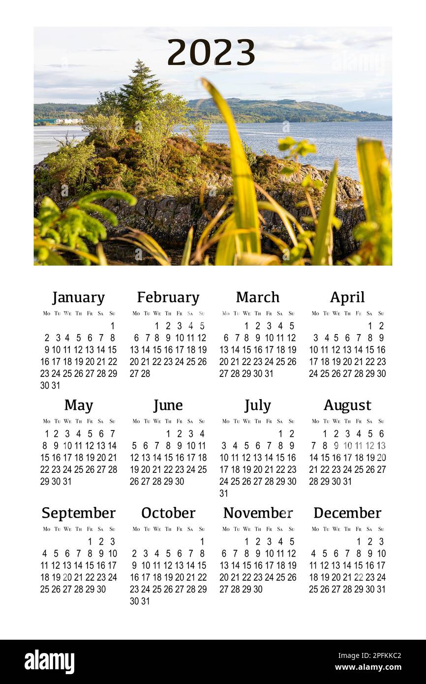 Calendar for 2023 on a white background for printing. Scotland, Great ...