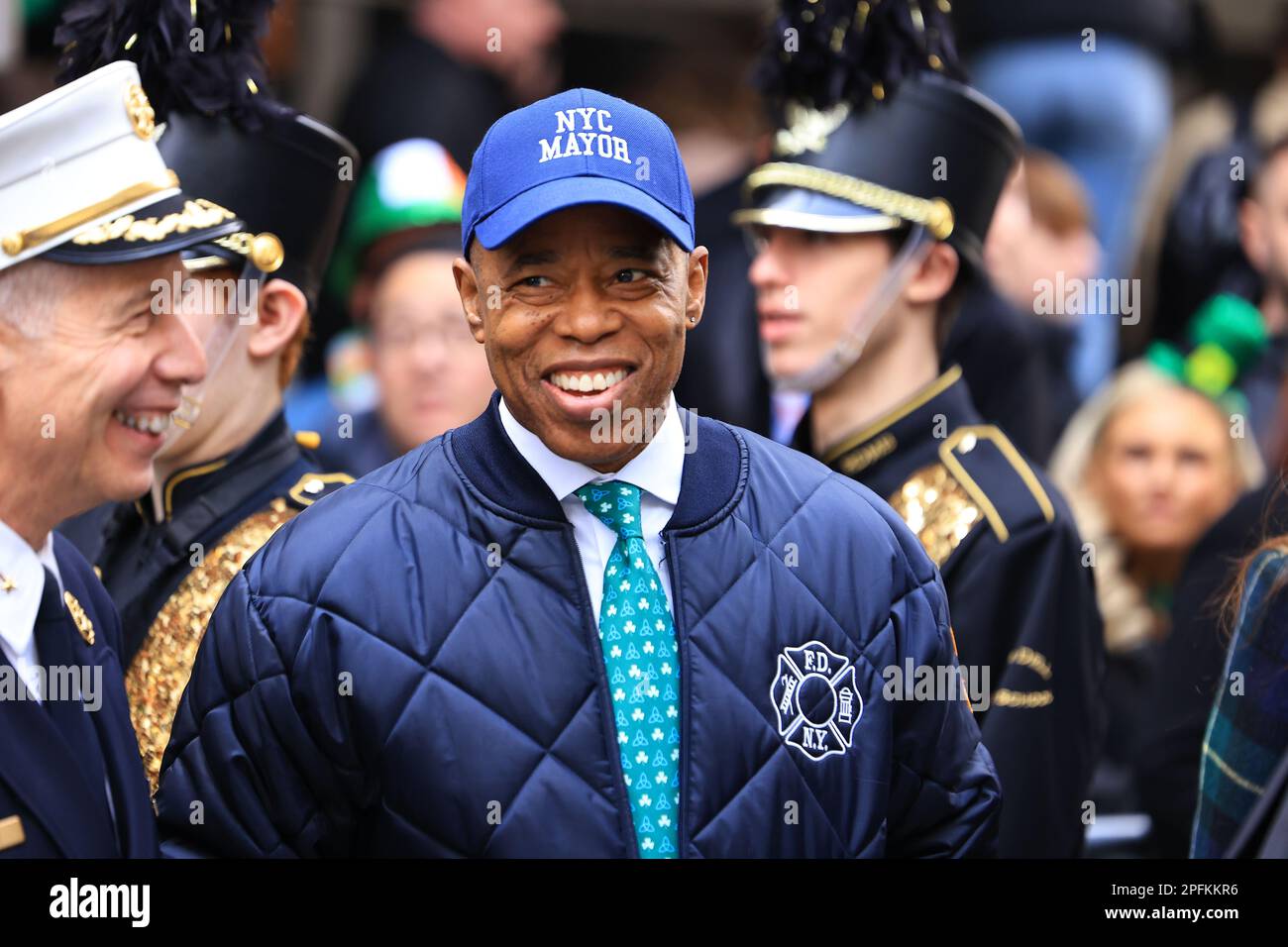 New York City Mayor Eric Adams marches in the St. Patrick's Day Parade ...