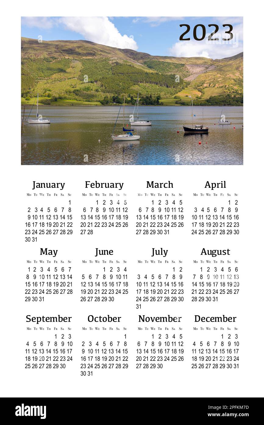 Calendar for 2023 on a white background for printing. Scotland, Great ...