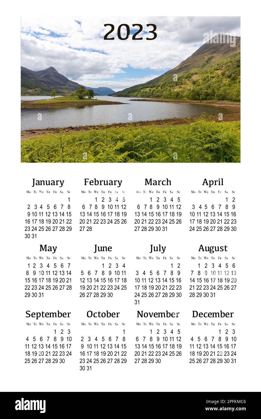Calendar for 2023 on a white background for printing. Scotland, Great ...