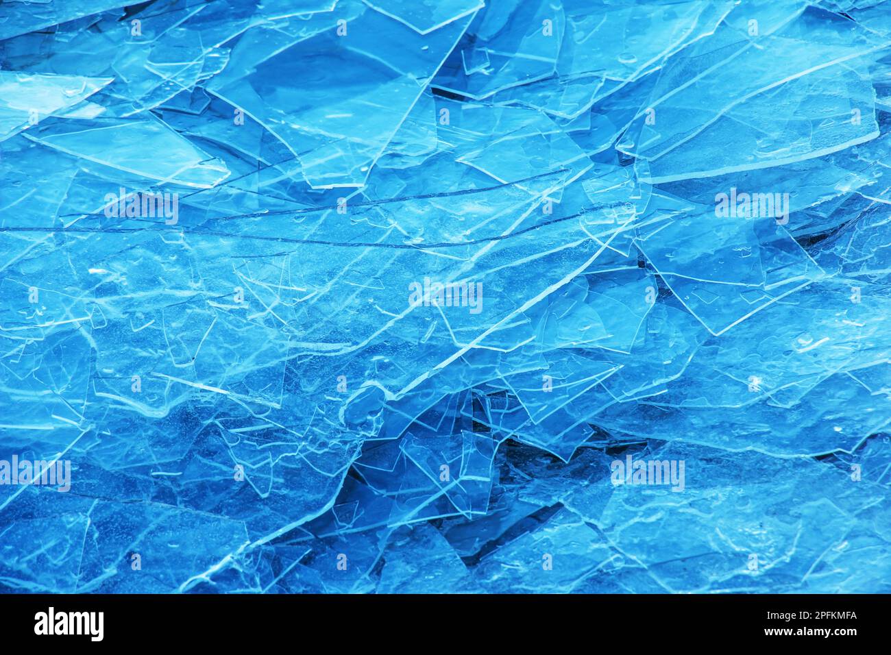Ice surface of the river. Texture of ice shards. Winter background ...