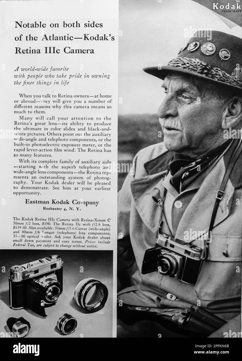Kodak Retina 3 camera advert in a Natgeo magazine, november 1956 Stock ...