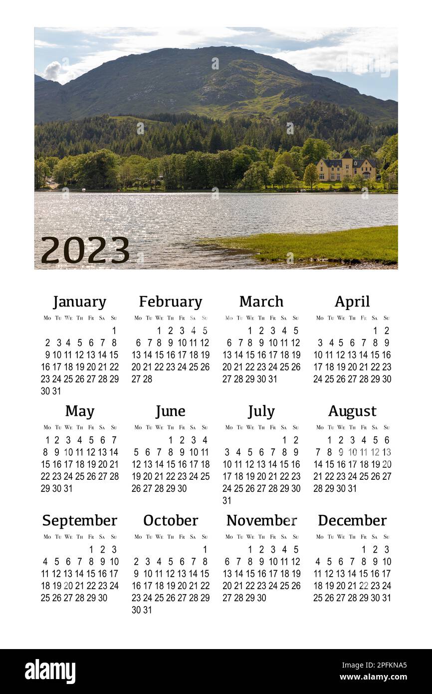 Calendar for 2023 on a white background for printing. Scotland, Great ...