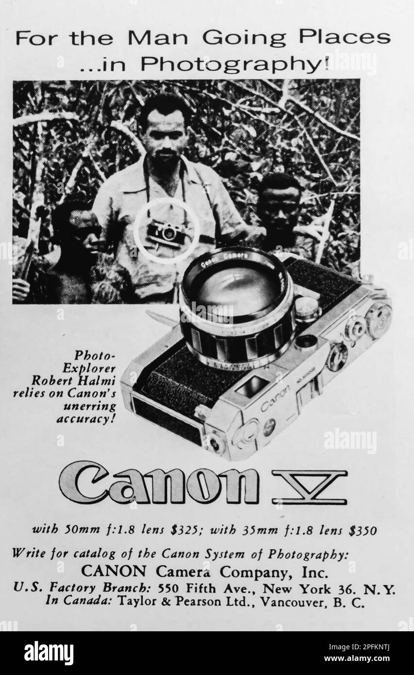Canon 5 advert in a Natgeo magazine, november 1956 Stock Photo - Alamy